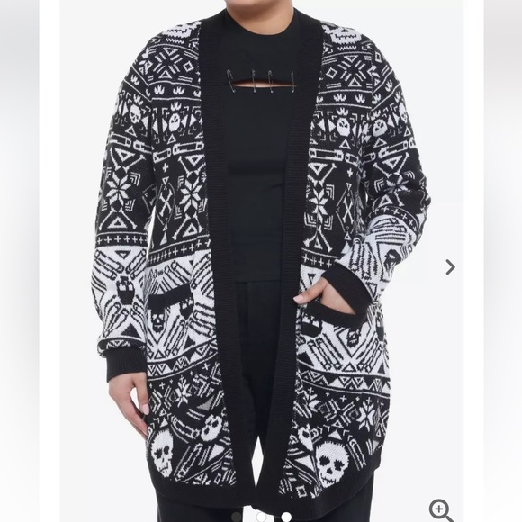 Hot Topic | Sweaters | Hot Topic Skulls Fair Isle Girls Open Cardigan ...